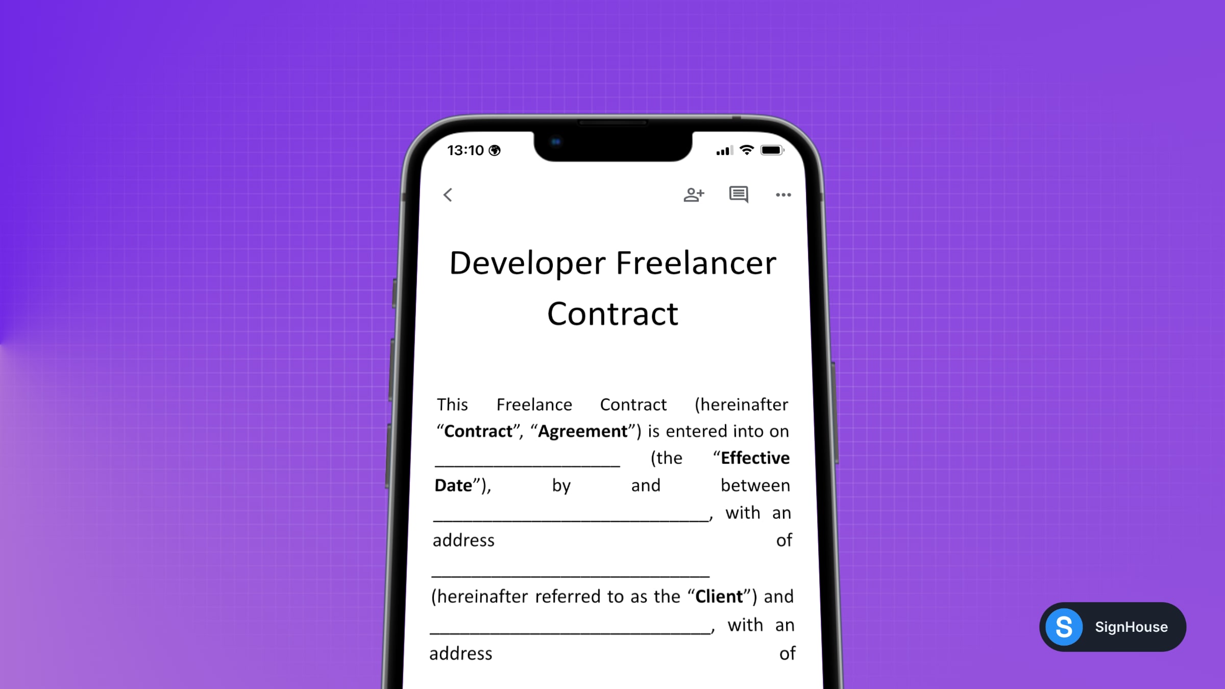 Freelance Developer Contract Template (Free) - SignHouse